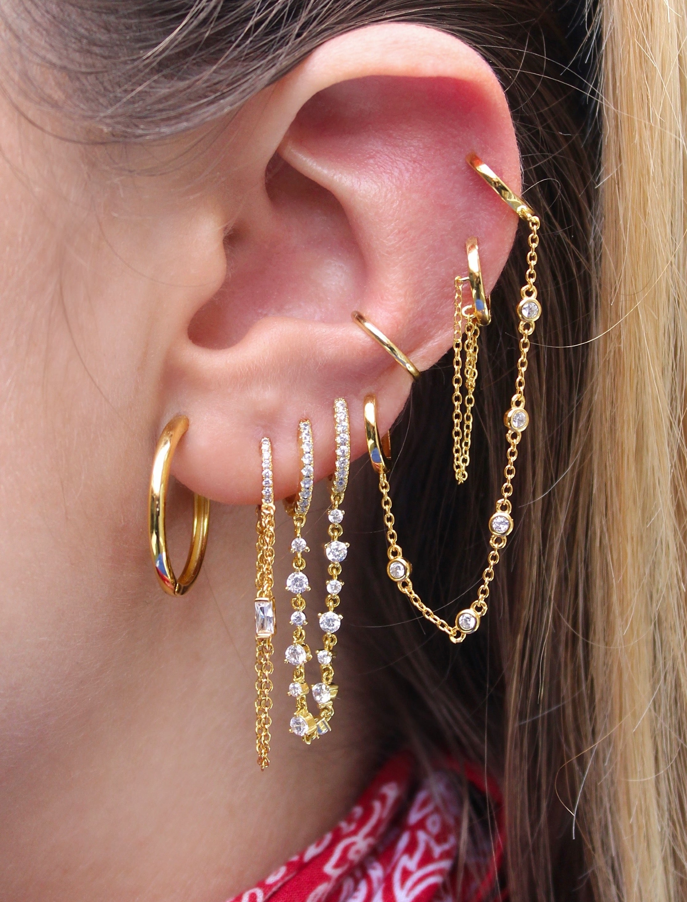 Helix Chain Gold Earring